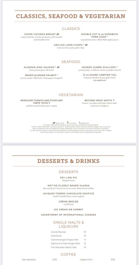 The Popular Pinnacle Grill Holland America Specialty Restaurant (Dinner ...