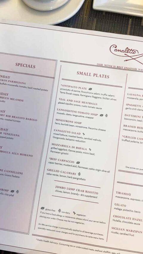 Canaletto Holland America: NEW Menu, Food Photos, & Full Review ...