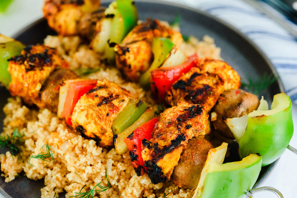 Authentic Mediterranean Chicken Kabobs With Grill Pan
